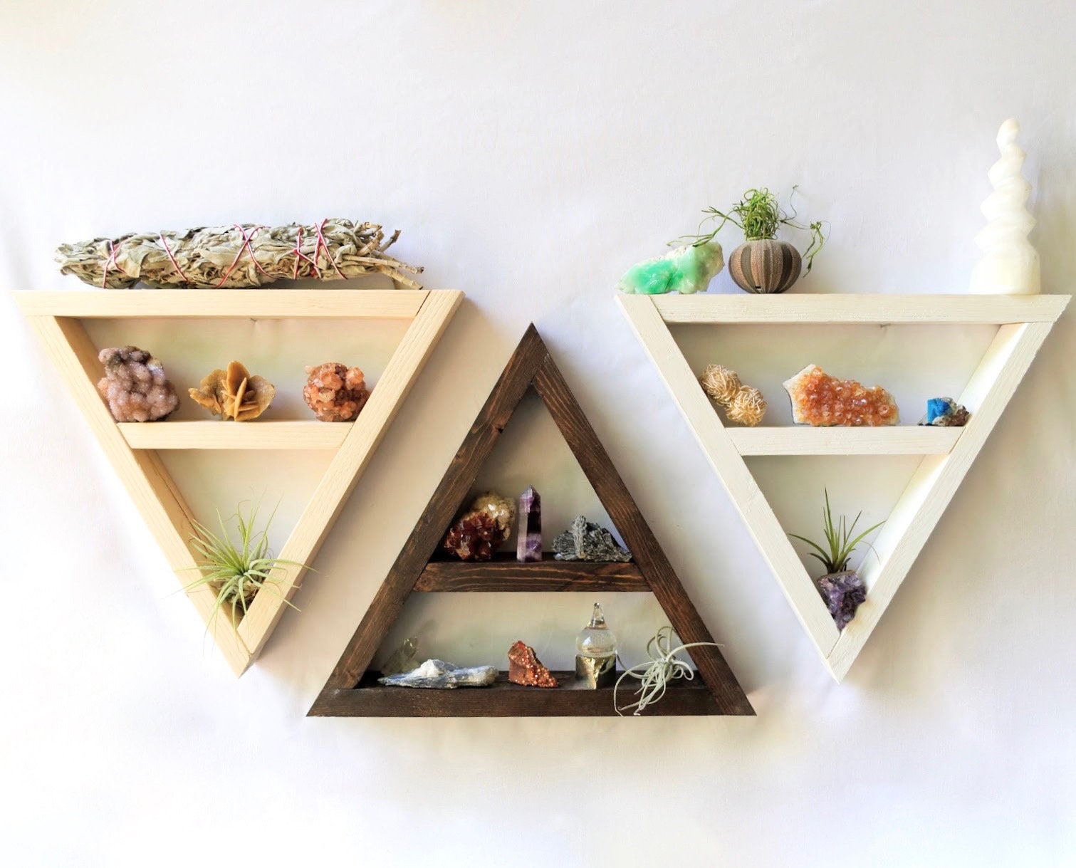 ONE Triangle Shelf · Choose Your Finish · Geometric Wood Art · Crystal ...