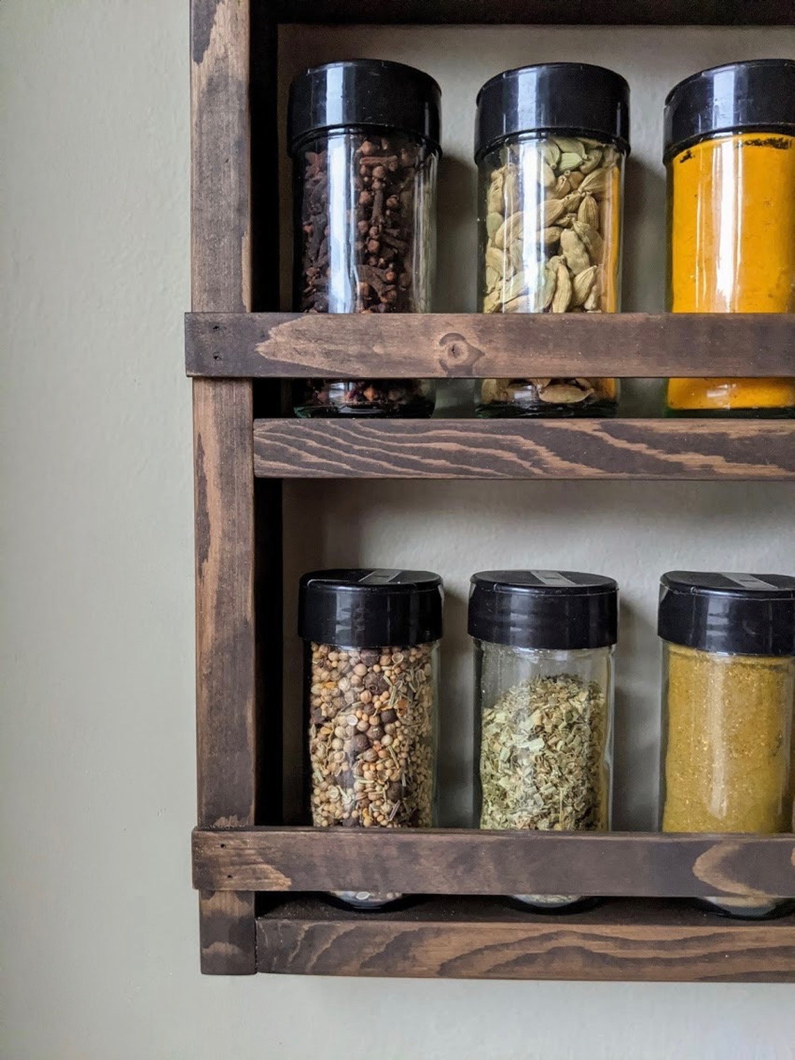 Wall Spice Rack Wooden Shelf Kitchen Organization Idea Essential Oil ...