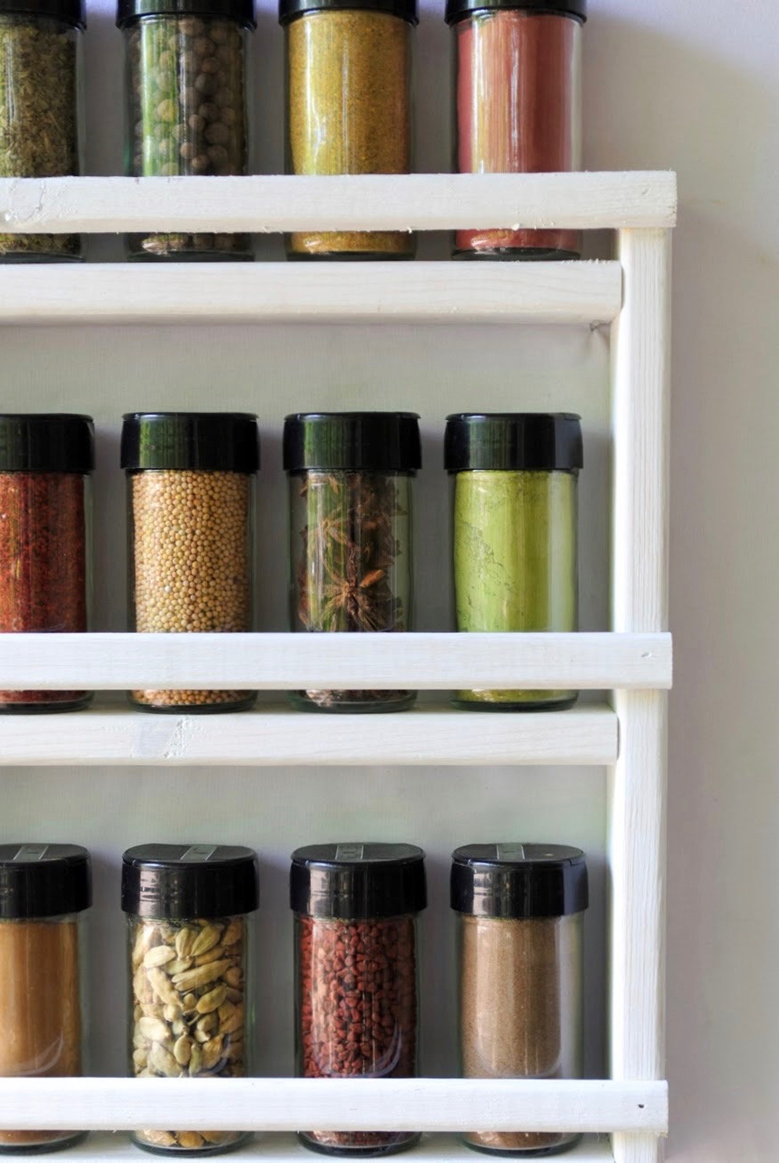 Wall Spice Rack Wooden Shelf Kitchen Organization Idea Essential Oil ...