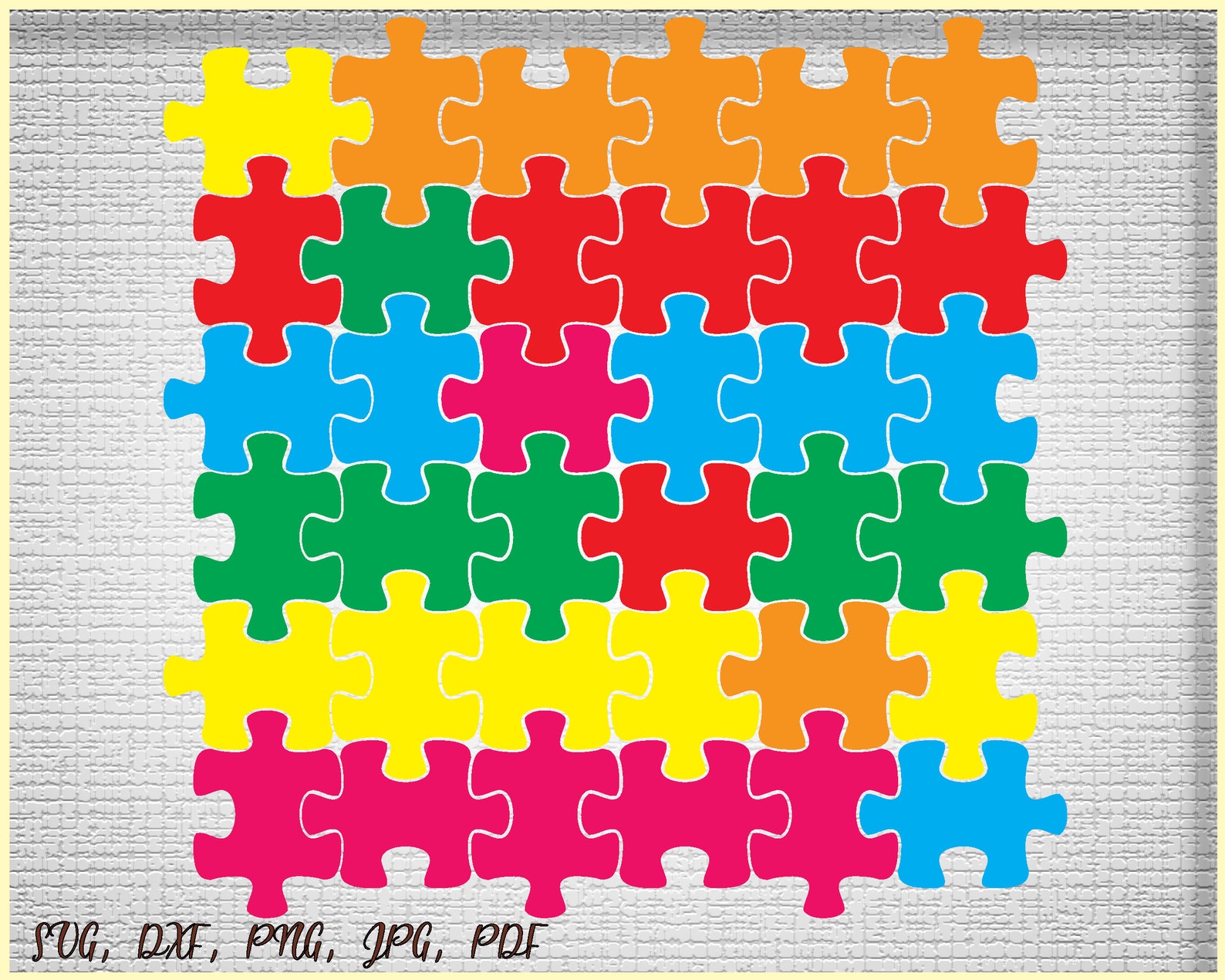 Puzzle 36 Pieces SVG File Puzzle DXF Puzzle Cut File Puzzle - Etsy