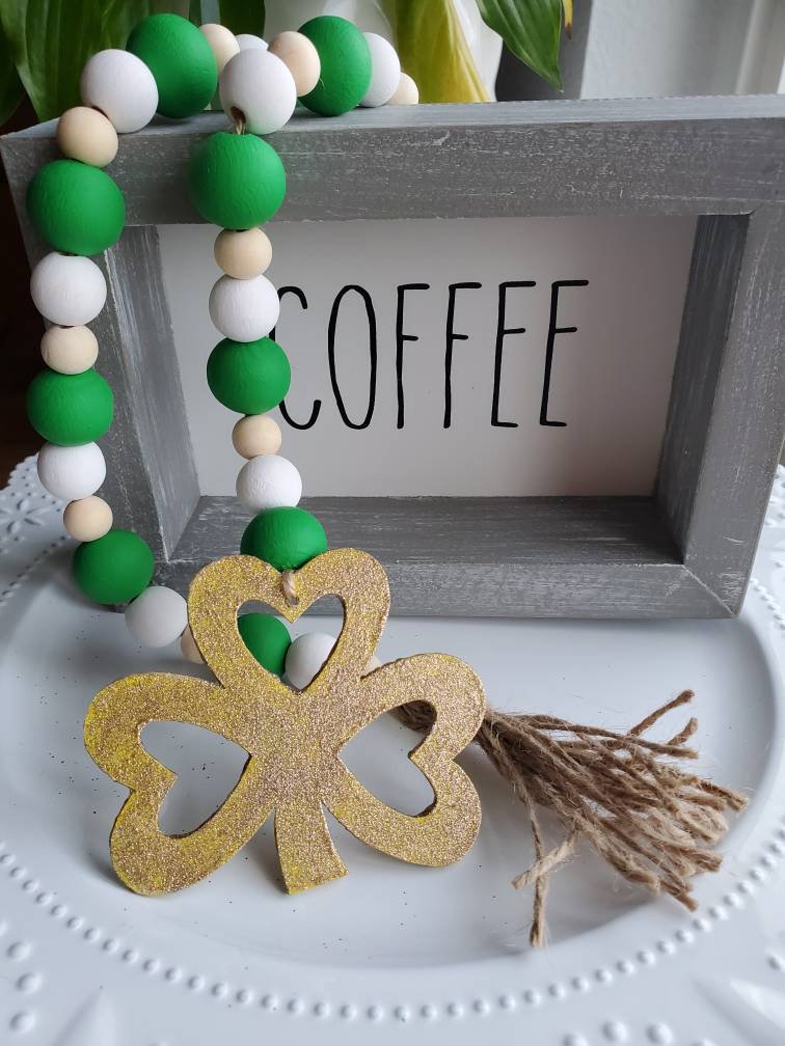 Gold Shamrock Bead Garland for St Patrick's Day and Rae - Etsy