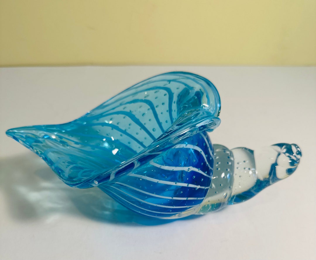 Blue Seashell Art Glass Sculptures - Etsy