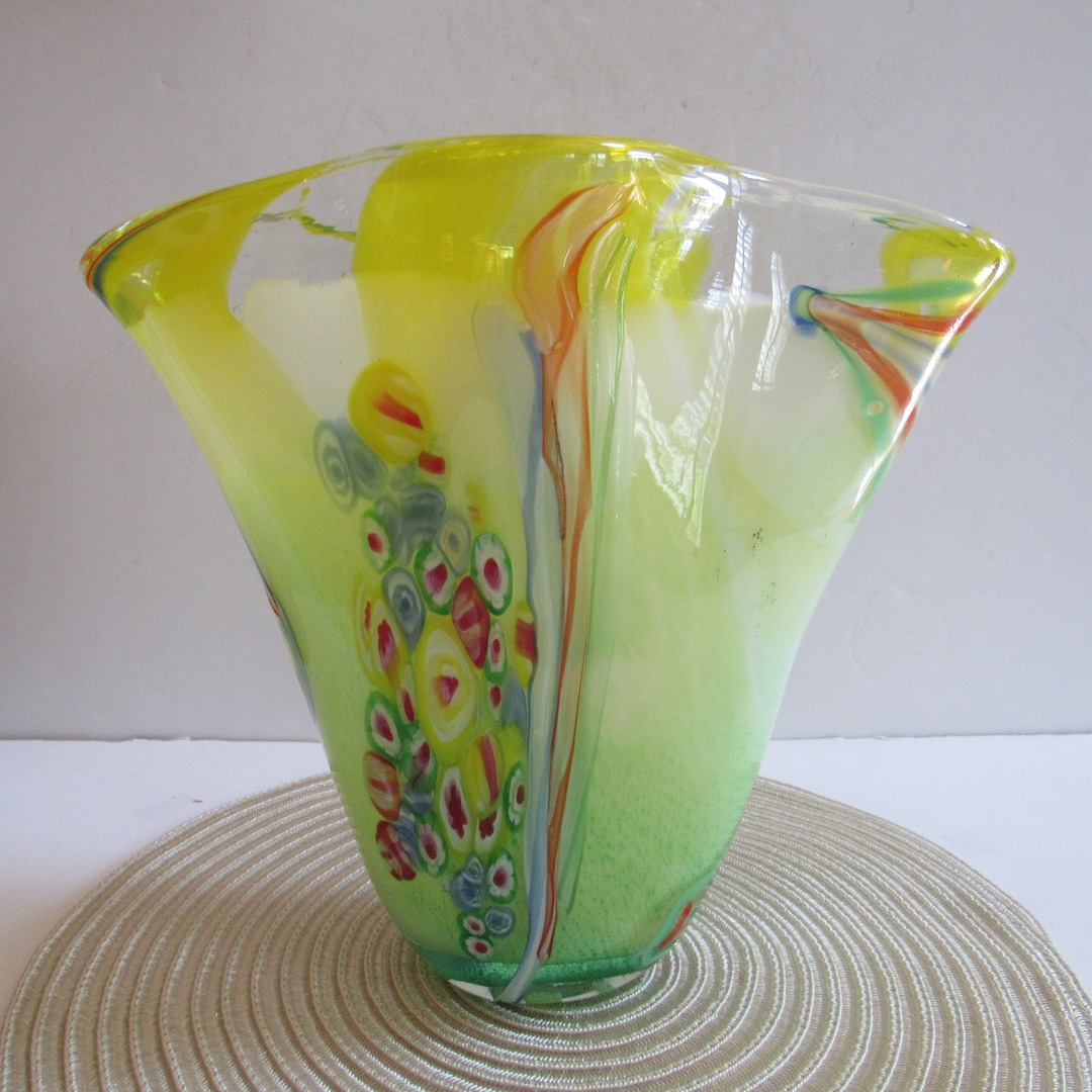 Art Glass Multi Color Vase - Etsy