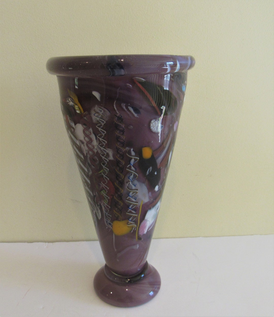 Hand Blown Multi - Color Art Glass Vase - Etsy