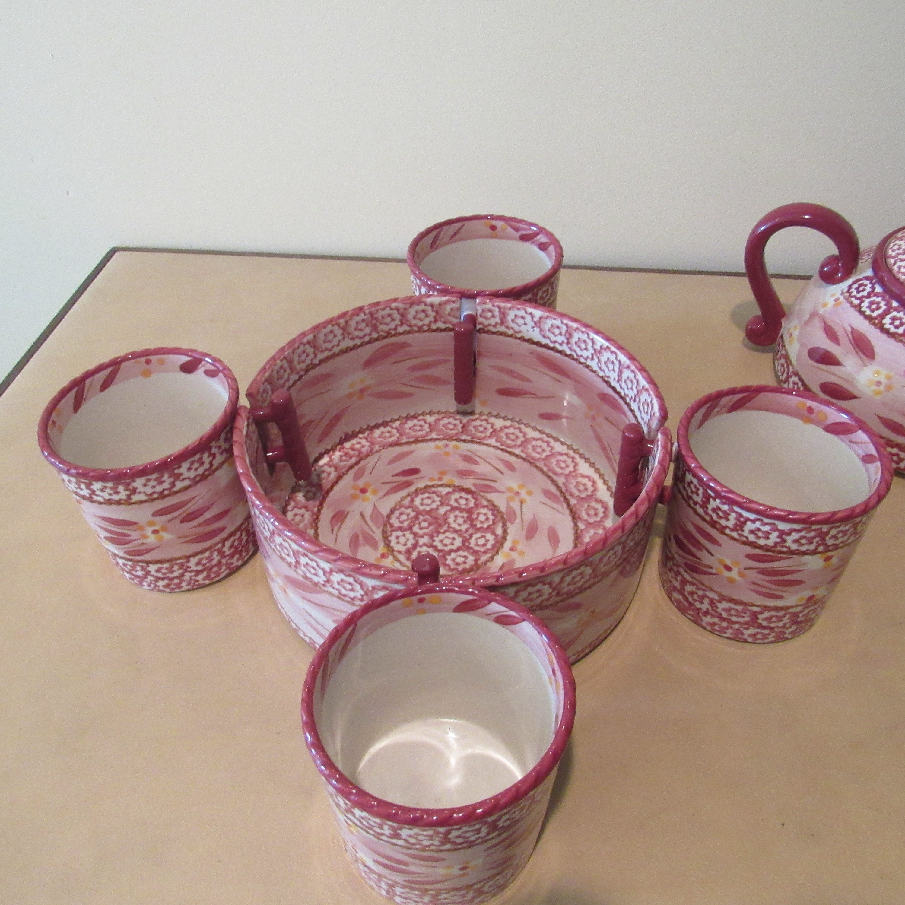 Temptations Tea Pot With Base and Four Cups - Etsy