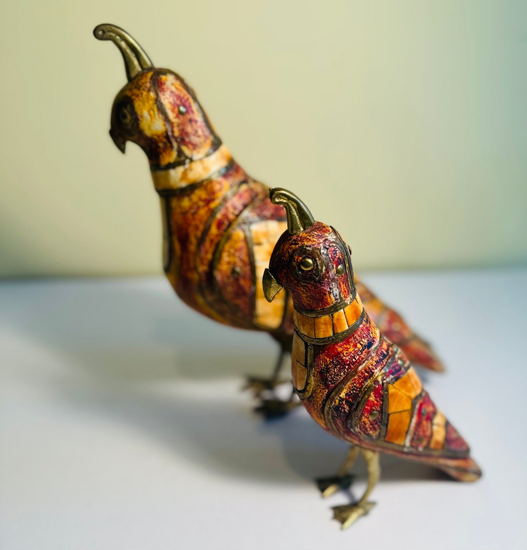 Brass and Bone Inlay Birds - Etsy