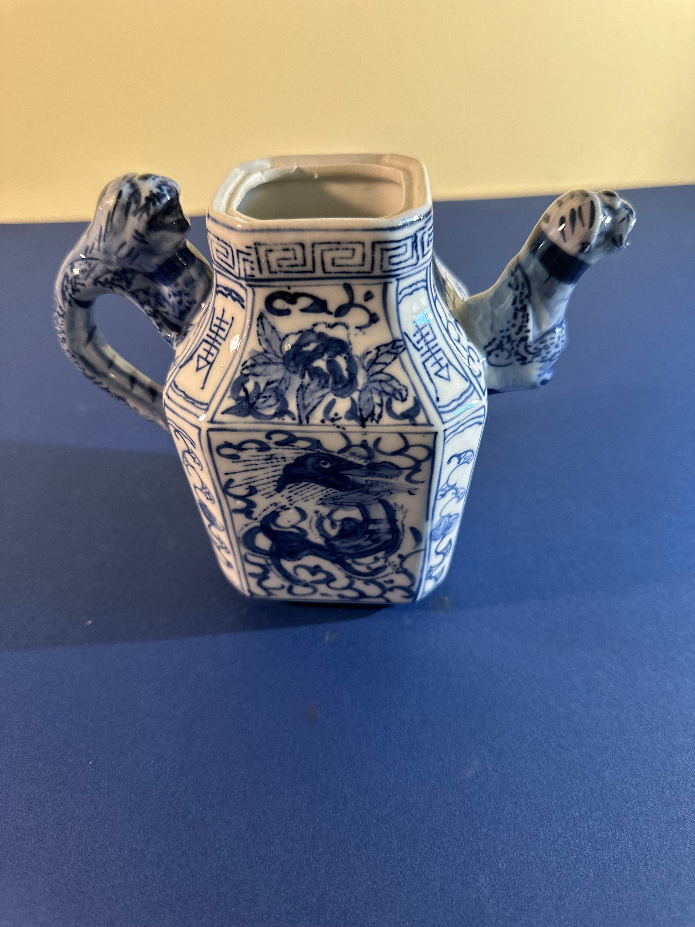 Square Shape Blue and White Chinese Teapot With Dragon - Etsy