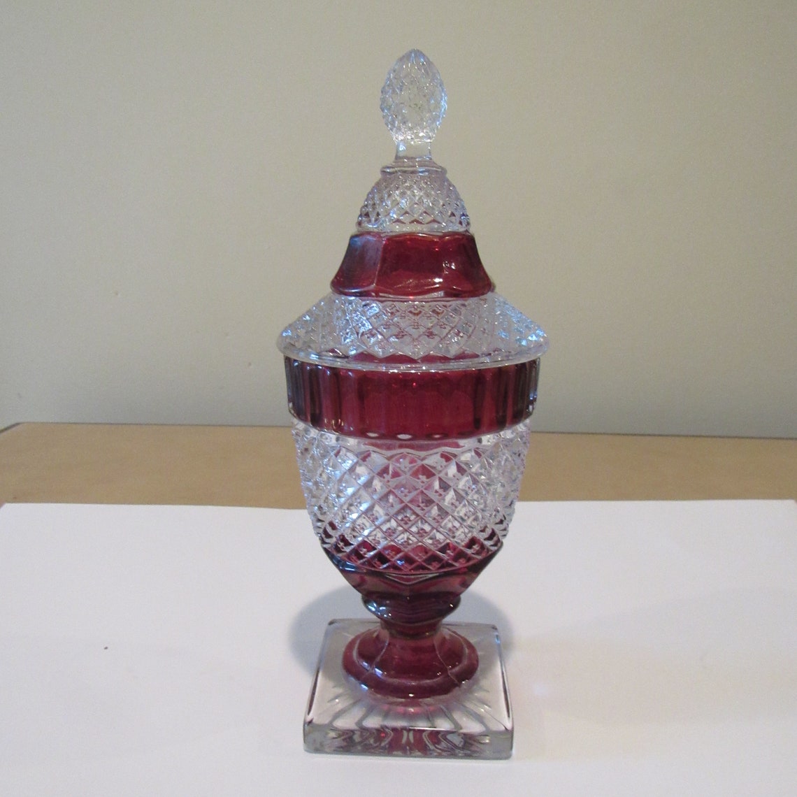 Vintage Red and Crystal Footed Candy Dish - Etsy