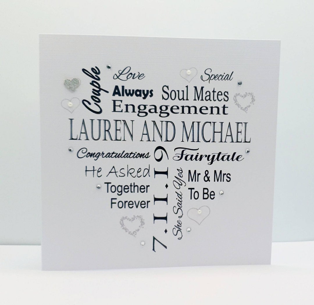 Personalised Word Art Engagement Card, Personalised Engagement Card ...