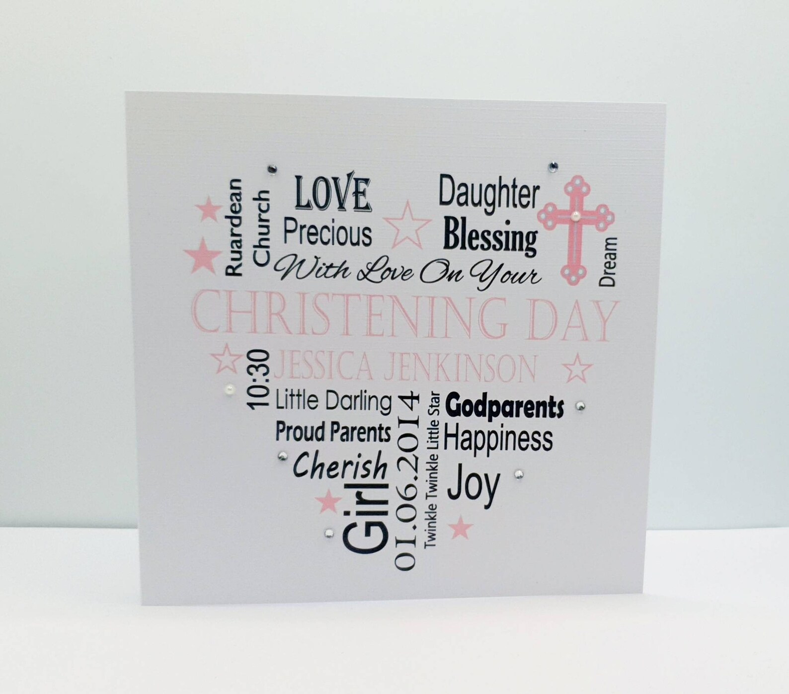 Personalised Word Art Christening Baptism Card Personalised | Etsy