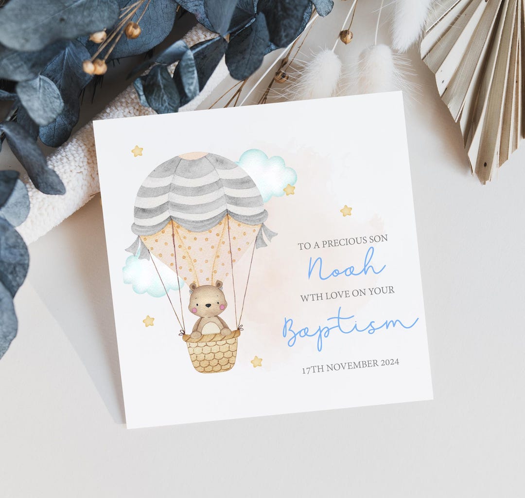Personalised Son Baptism Card, Christening Card, Naming Day Card, Holy ...