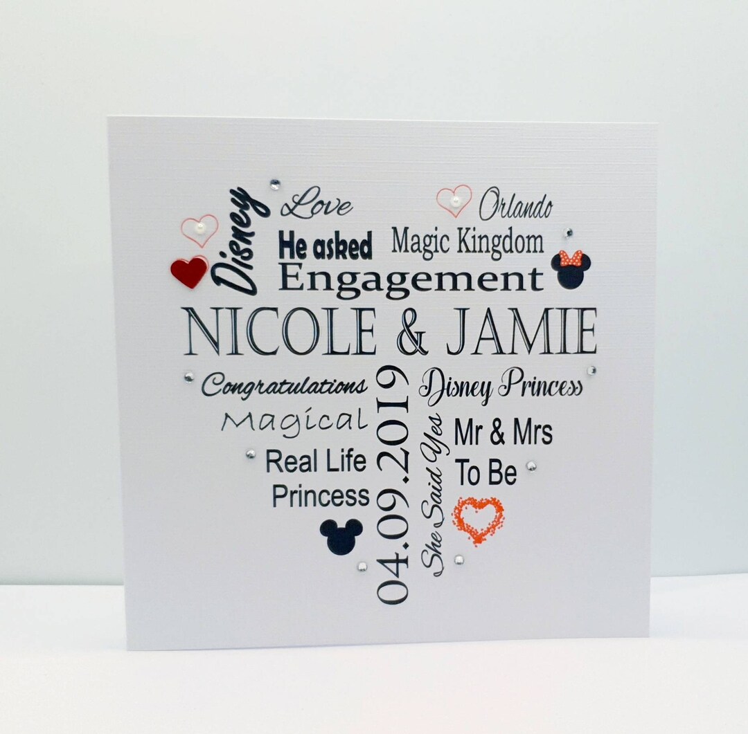 Personalised Word Art Engagement Card, Disney Engagement Card, Magic ...
