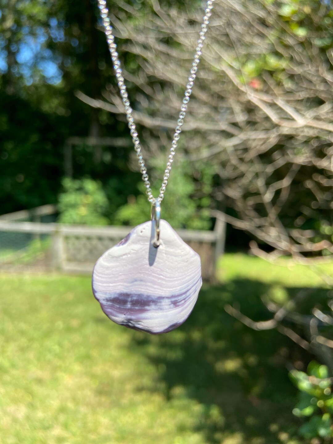 Unique Pendant Necklace of a Found Smoothed Piece of Clam Shell on a ...