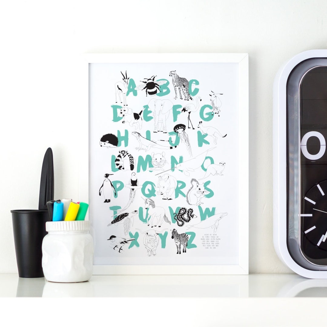 Alphabet Animals Poster Blue A3 / A4 - Etsy