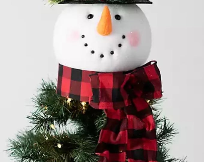 Snowman Tree Topper Christmas Tree Topper Red and Black Christmas Tree ...