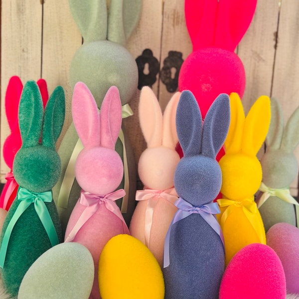 Flocked Bunny - Etsy