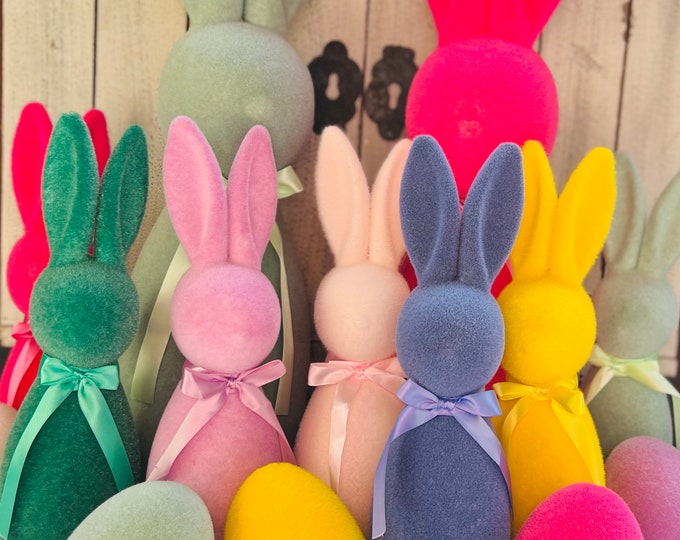 16 Flocked Bunny, Flocked Bunny, Easter Bunny, Easter Decor, Easter ...