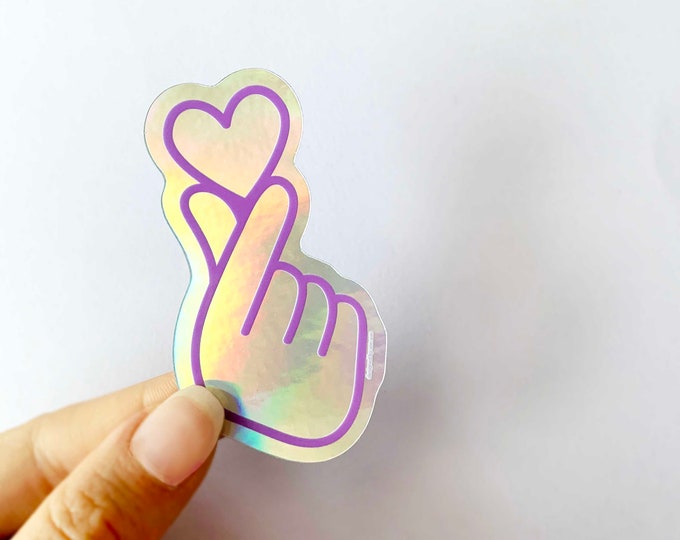 Kpop Finger Heart Holographic Sticker (kheart) - Etsy