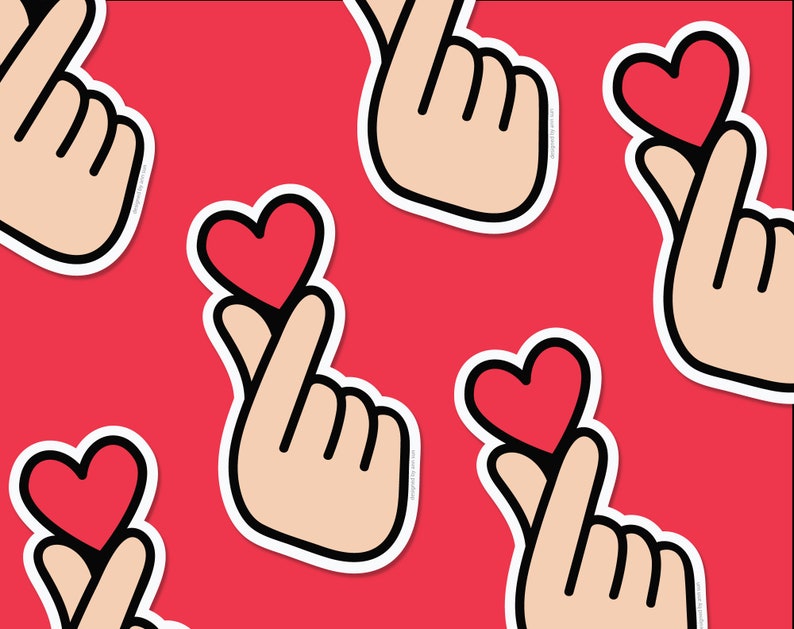 Kpop Finger Heart Sticker kheart - Etsy