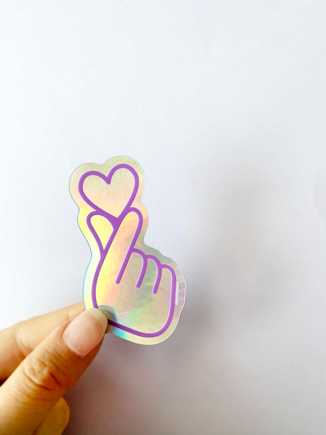 Kpop Finger Heart Holographic Sticker (kheart) - Etsy