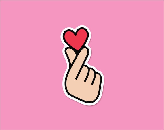 Kpop dedo corazón pegatina Kheart | Etsy
