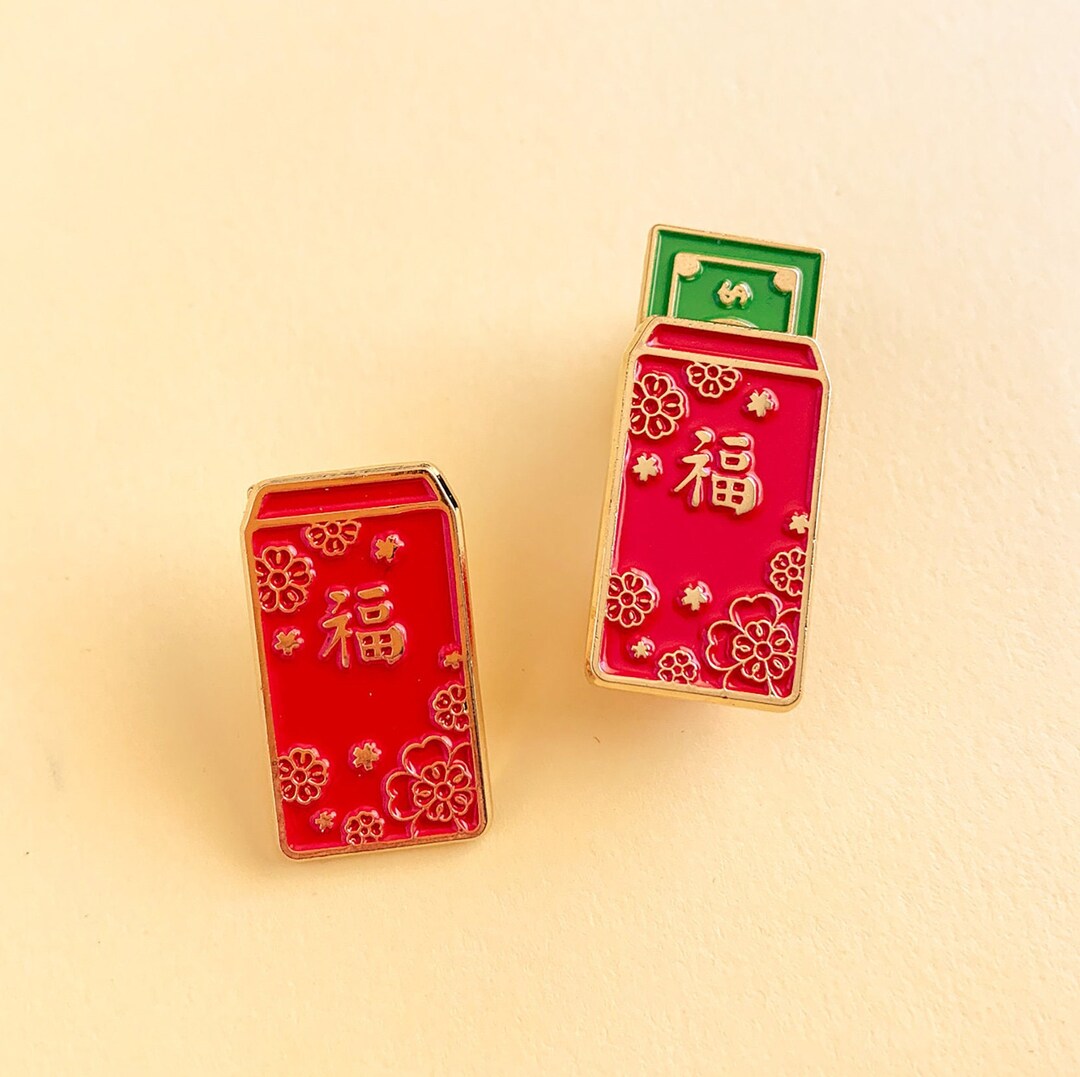 Red Envelope Enamel Pin - With Money Sliding in and Out - Etsy