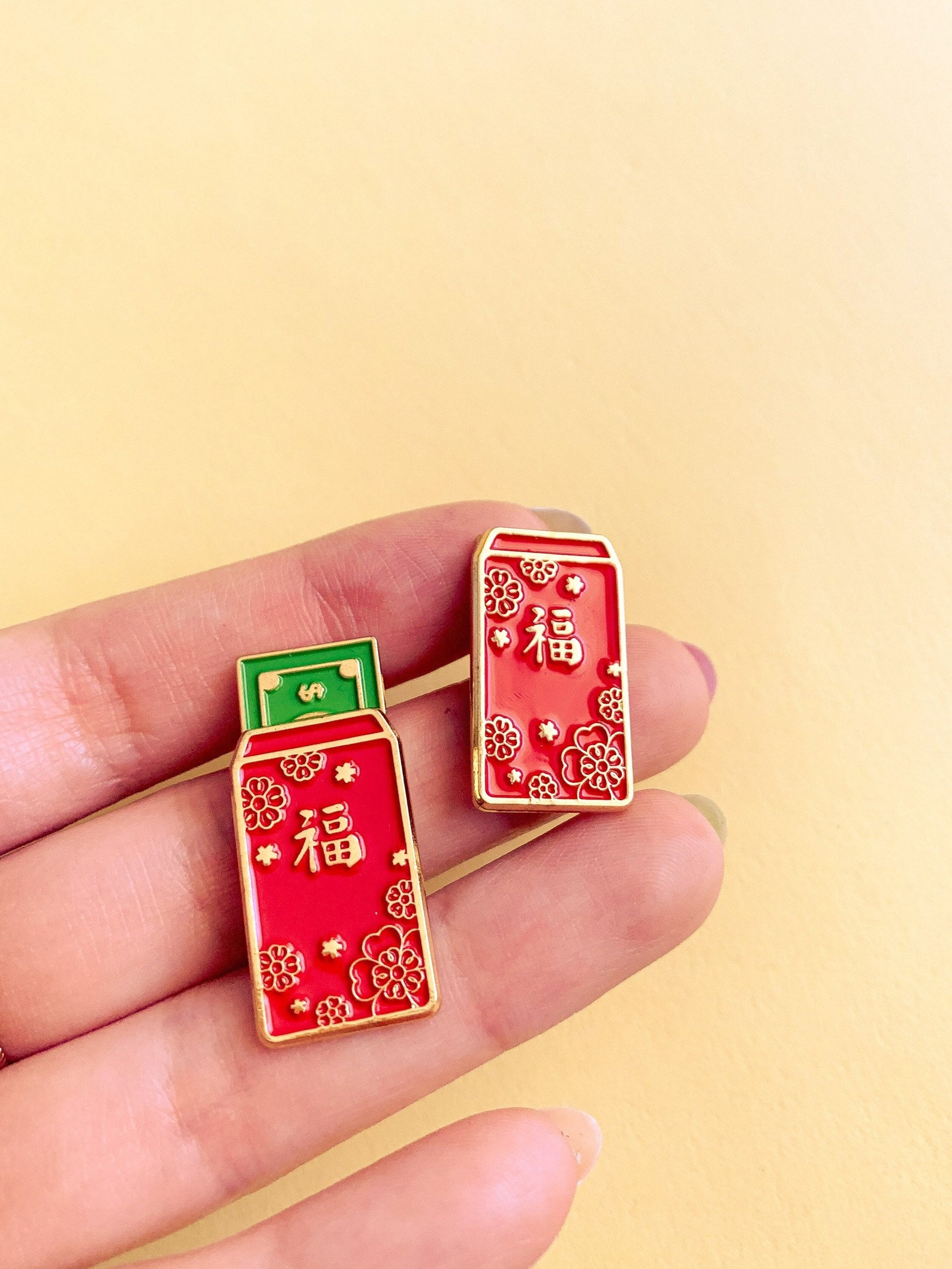 Red Envelope Enamel Pin With Money Sliding in and Out - Etsy