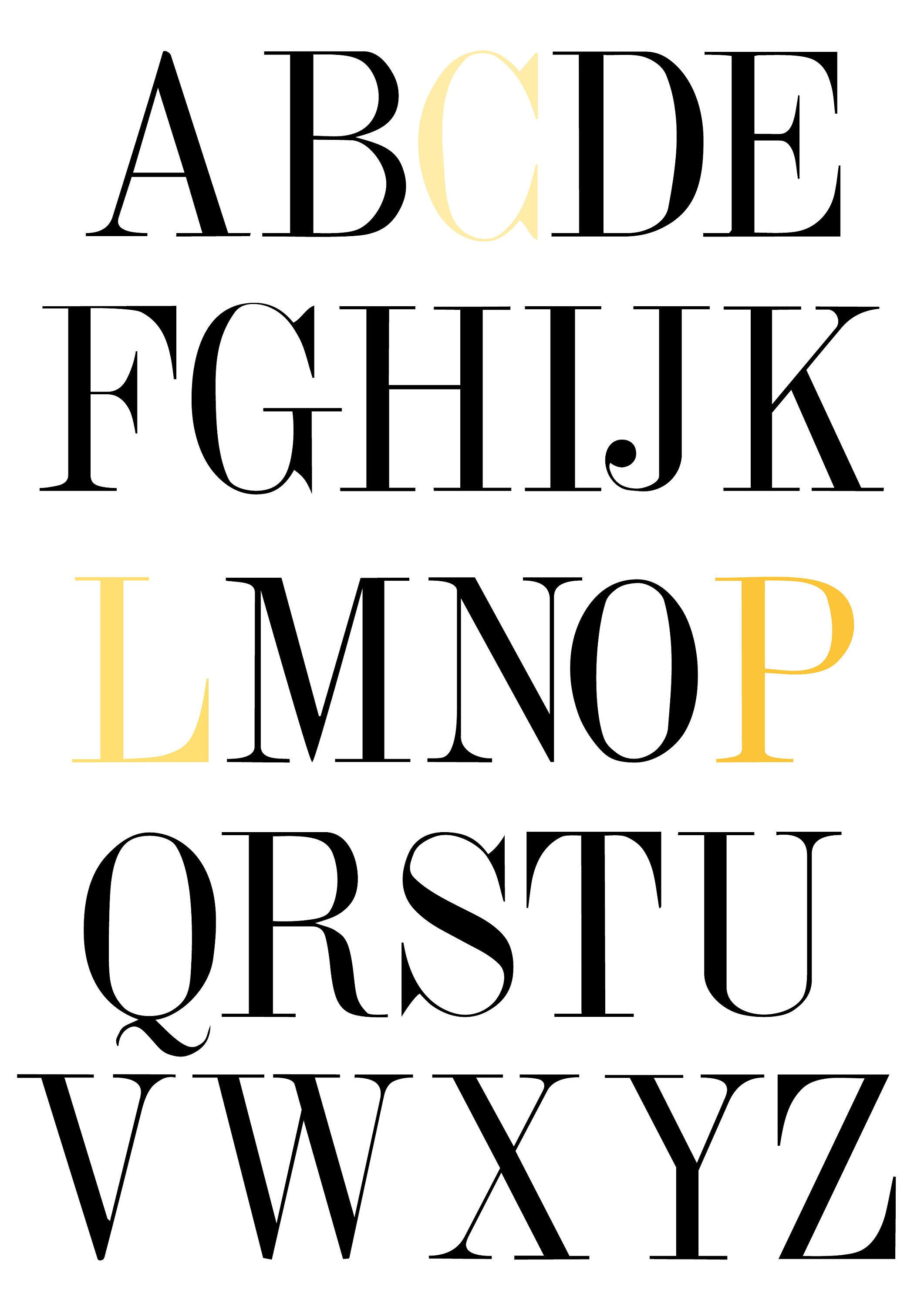 ABC Initials Highlighted Black & White Colour Different Shades | Etsy