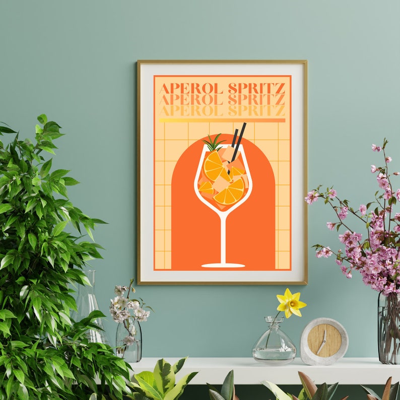 Aperol Spritz Art | Cocktail, Alcohol, Poster Digital Download Wall Art ...