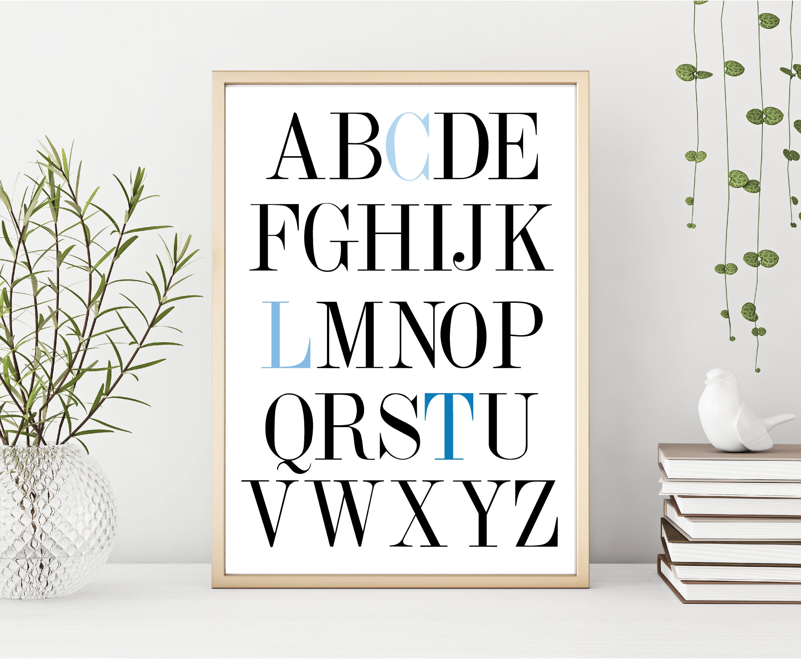 ABC Initials Highlighted Black & White Colour Different Shades | Etsy