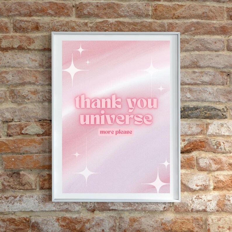 Thank You Universe Wall Art Print Manifestation Gratitude Affirmation ...