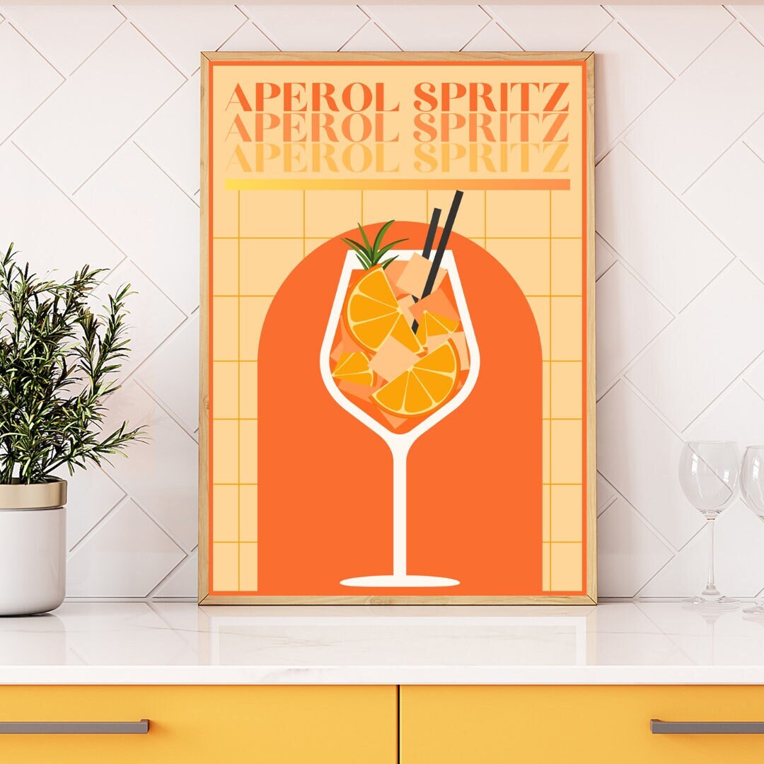 Aperol Spritz Art | Cocktail, Alcohol, Poster Digital Download Wall Art ...