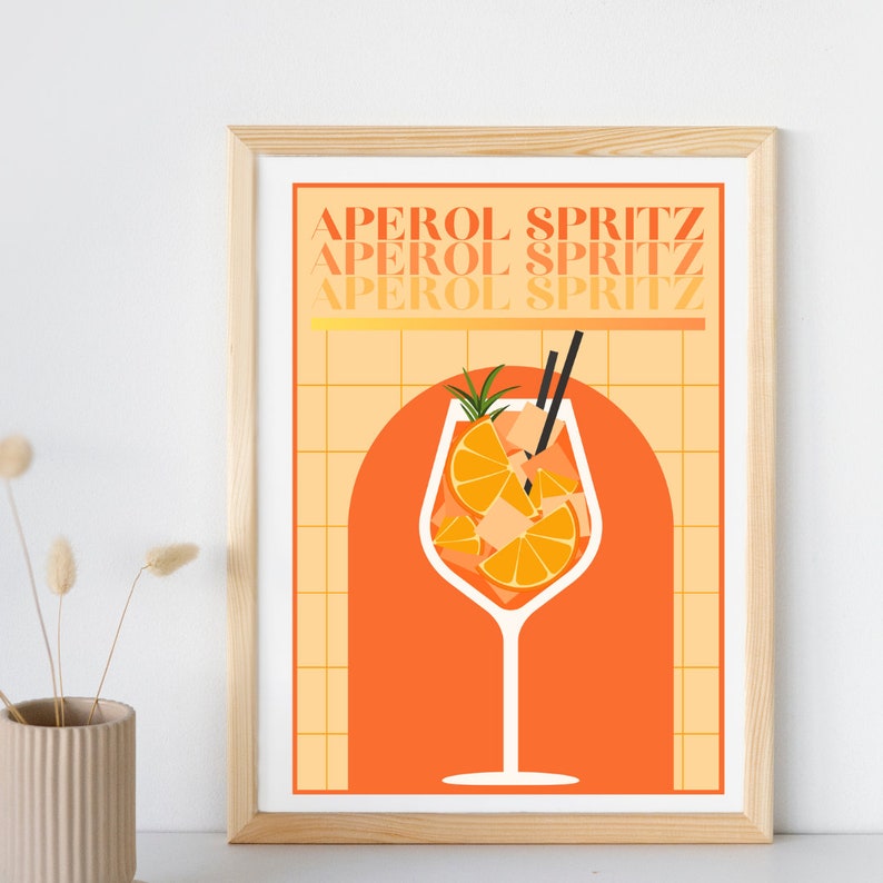 Aperol Spritz Art | Cocktail, Alcohol, Poster Digital Download Wall Art ...