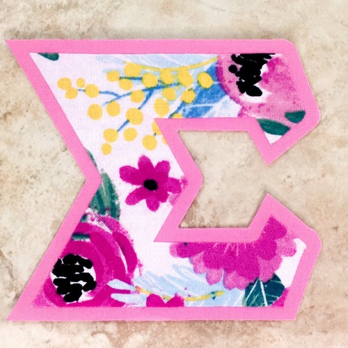 Pink Flower Garden Custom Iron on Greek Letters Stitch | Etsy