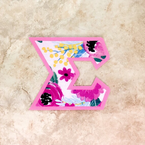 Pink Flower Garden Custom Iron on Greek Letters Stitch | Etsy