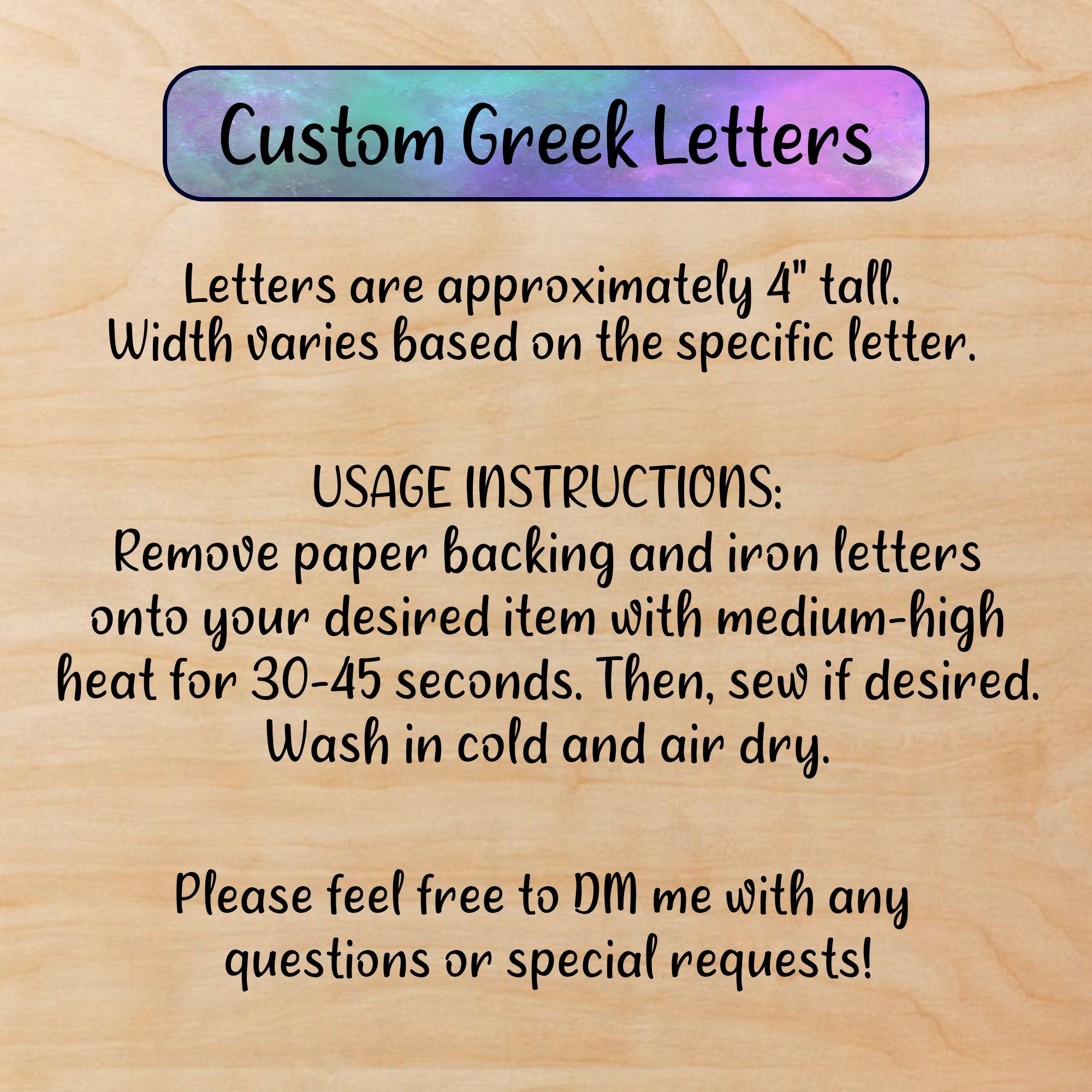 Rainbow Watercolor Custom Iron On Greek Letters Stitch | Etsy