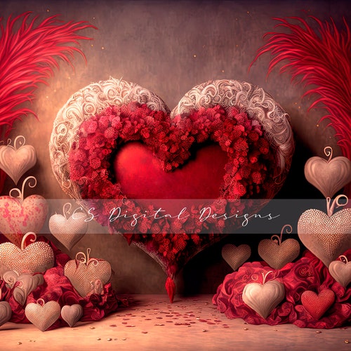 Heart Backdrop/background Digital Download Flower Wall - Etsy