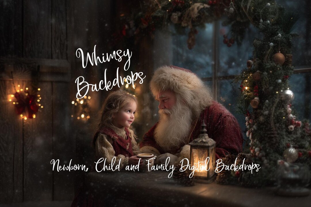 Hot Cocoa With Santa Claus, Christmas Digital Background - Etsy