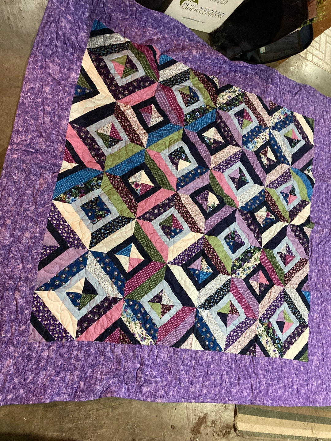 Summer Squares Quilt: 70-inch Twin Throw, Purple & Blue Flannel - Etsy