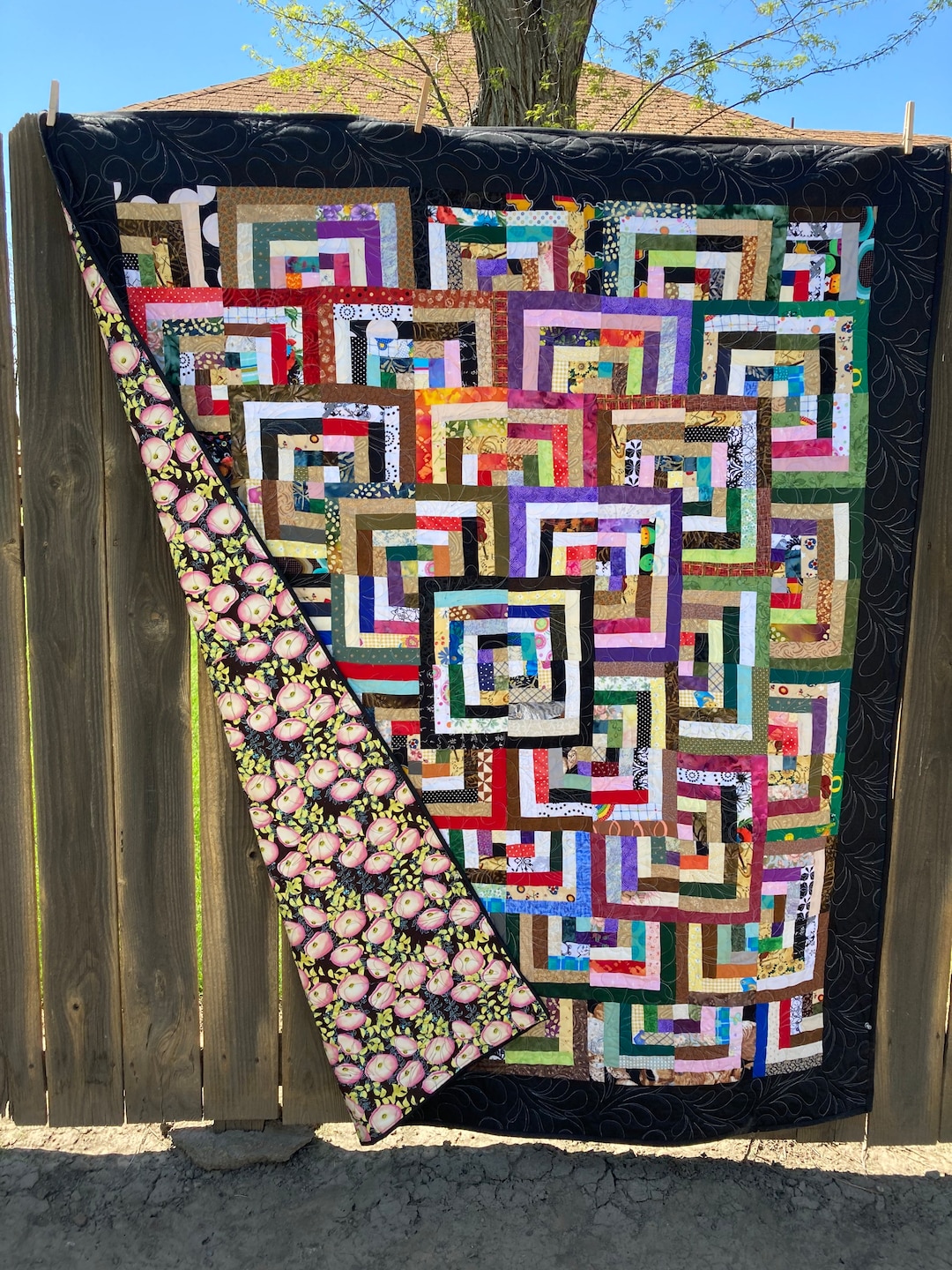 Scrappy Half Log Cabin Quilt - Etsy