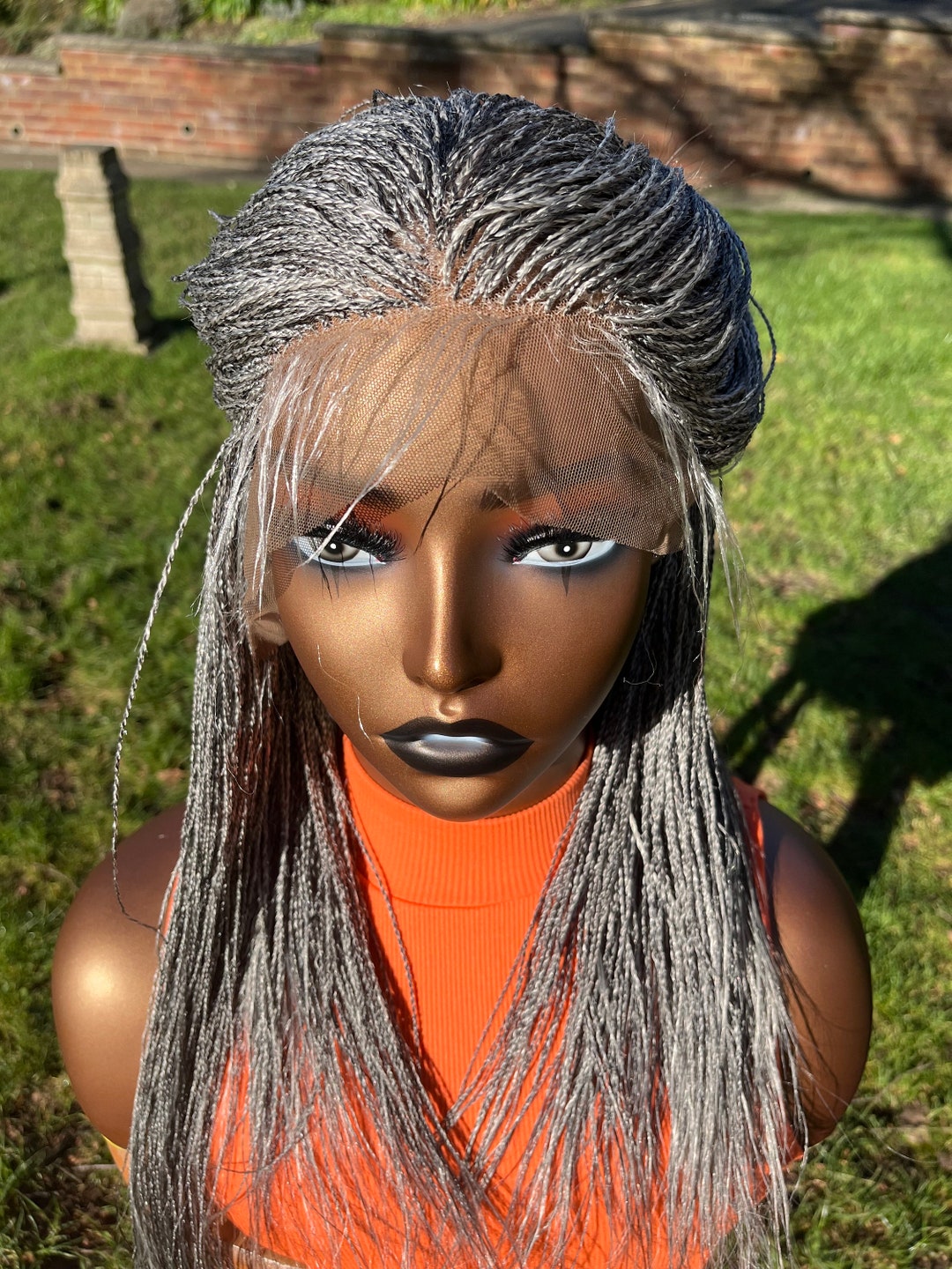 Ready to Ship Grey, Gray Braided Wig, Micro Twists Wig,senegalese ...