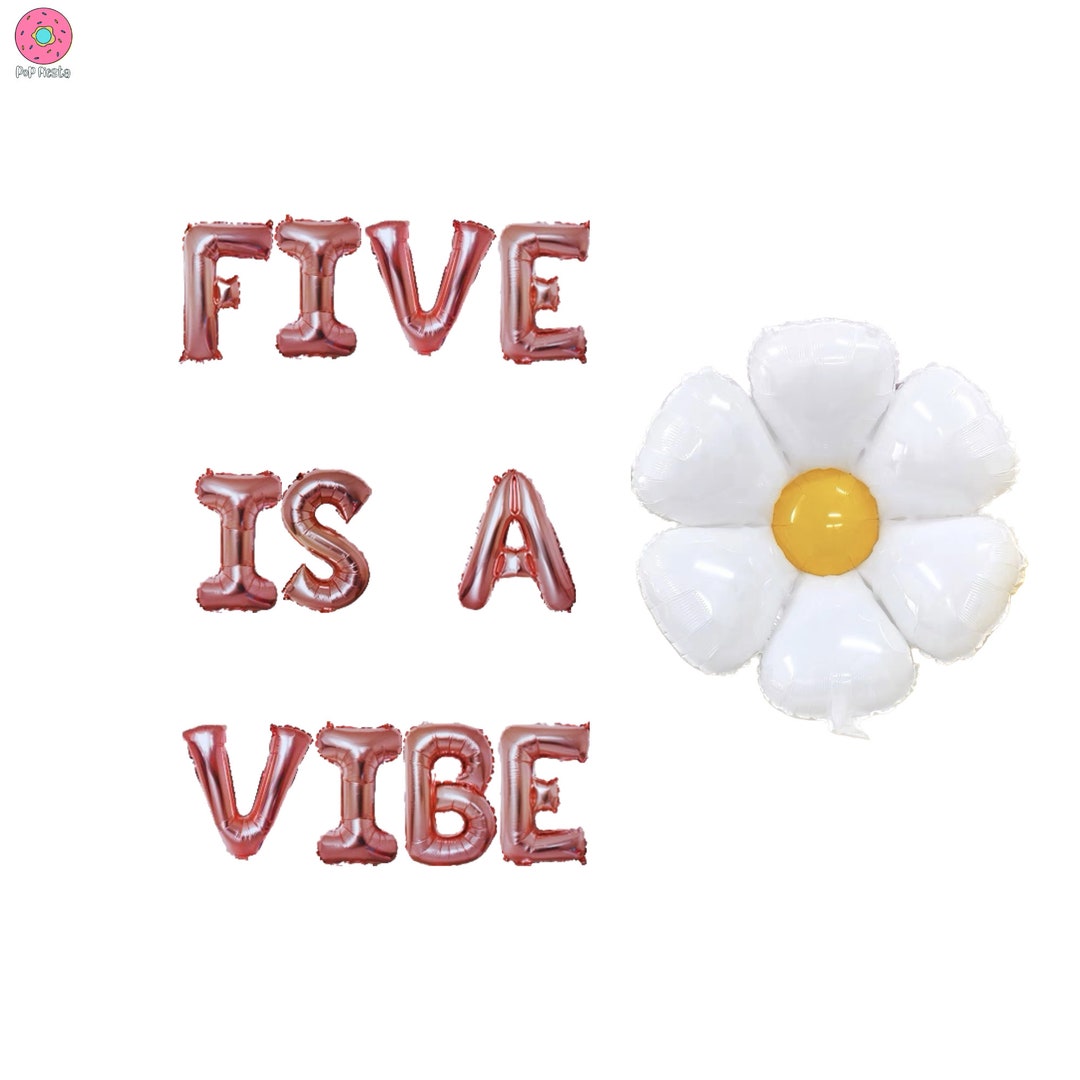 Five is A Vibe Banner 16 Inches Retro Groovy Theme 5th Birthday Party ...