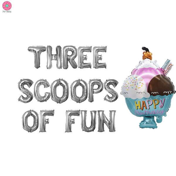 3 Scoops of Fun Birthday Invitation - Etsy