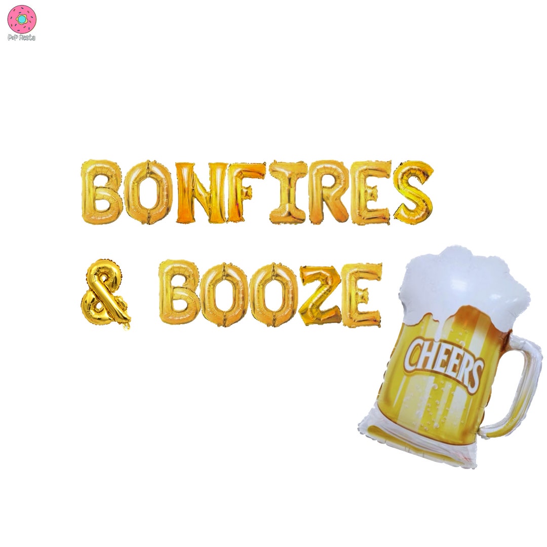 Bonfires & Boozy Banner 16 Inches Bach Party Bachelorette Camping Theme ...
