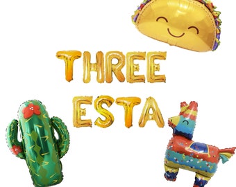 Three Esta Balloons Fiesta Third Birthday 3rd Fiesta - Etsy