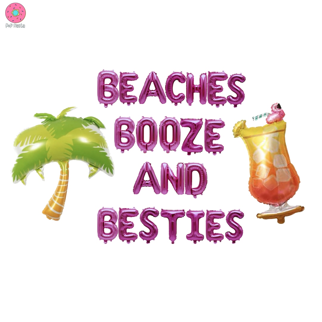 Beaches Booze and Besties Banner 16 Inches Tropical Theme Summer ...