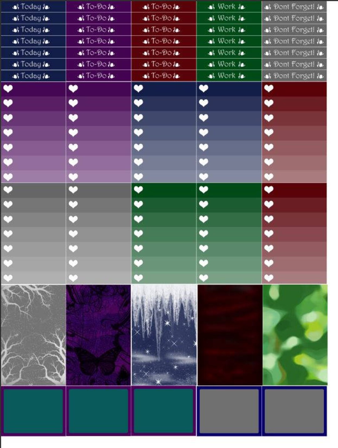 Sticker Sheet - Headers, Ombre Checklists, Full Box, Half Box Stickers ...