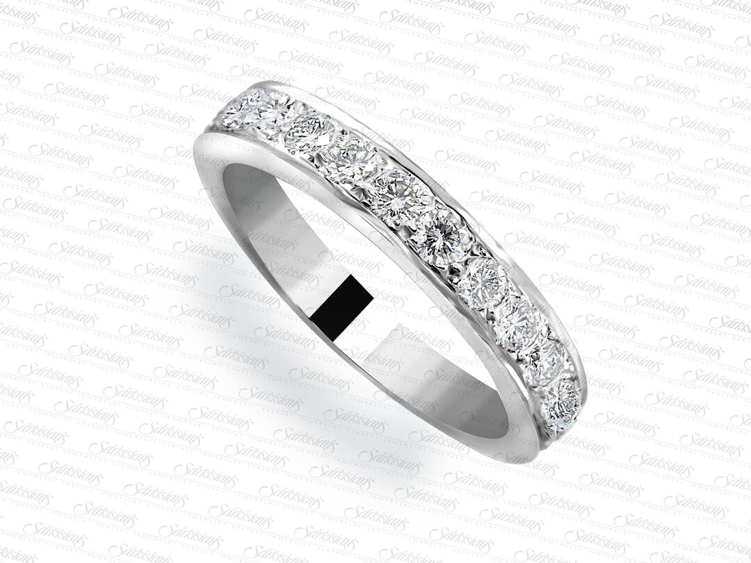 Round Diamond Bead Set Wedding Ring 0.78 Ctw. LR4374 - Etsy