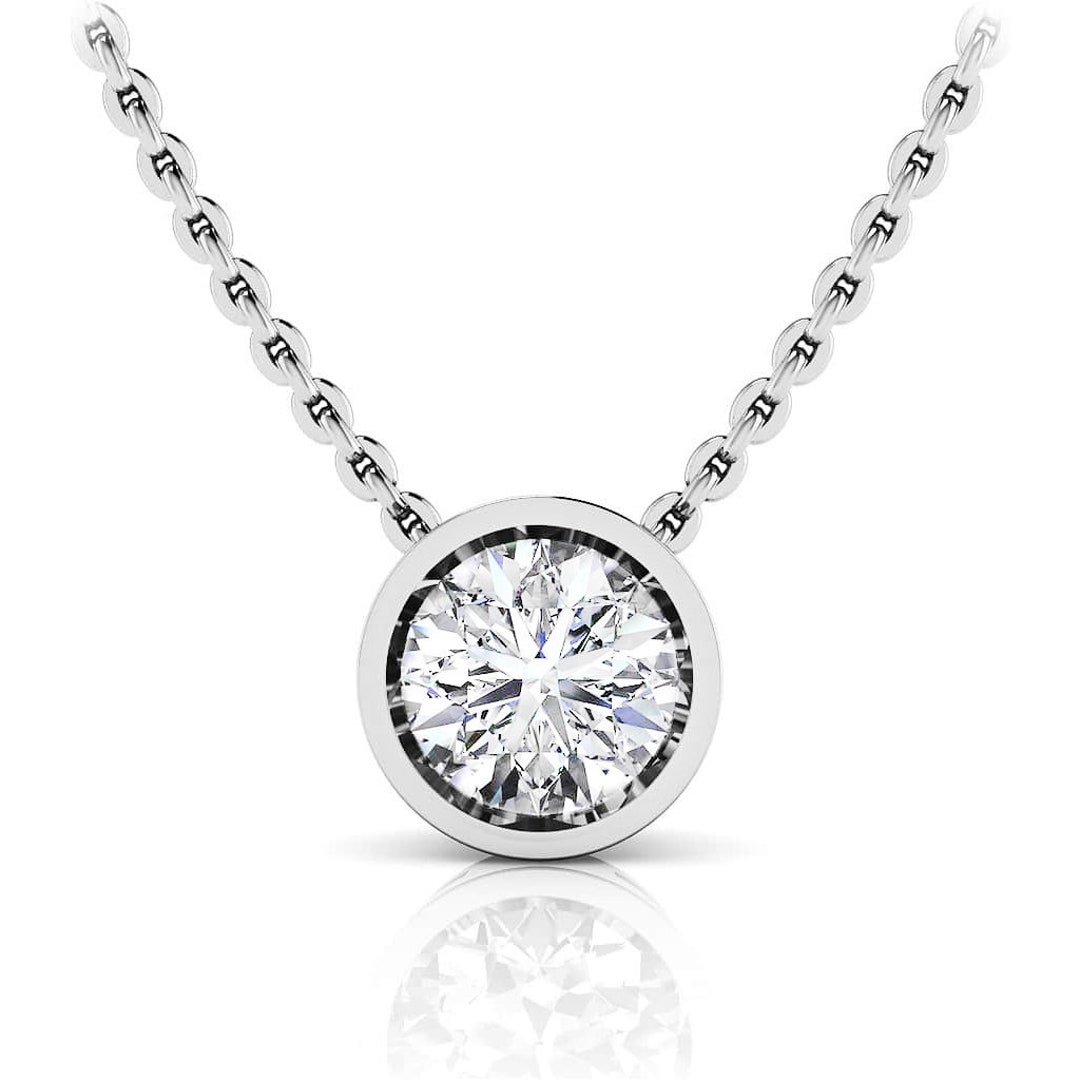 1.0 Carat Round Diamond Bezel Set Solitaire Pendant Pn729-1.0ct - Etsy