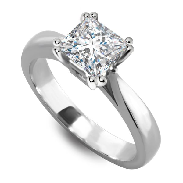 Princess Cut Solitaire Ring - Etsy